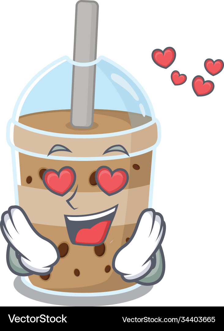 Cute chocolate bubble tea cartoon character Vector Image