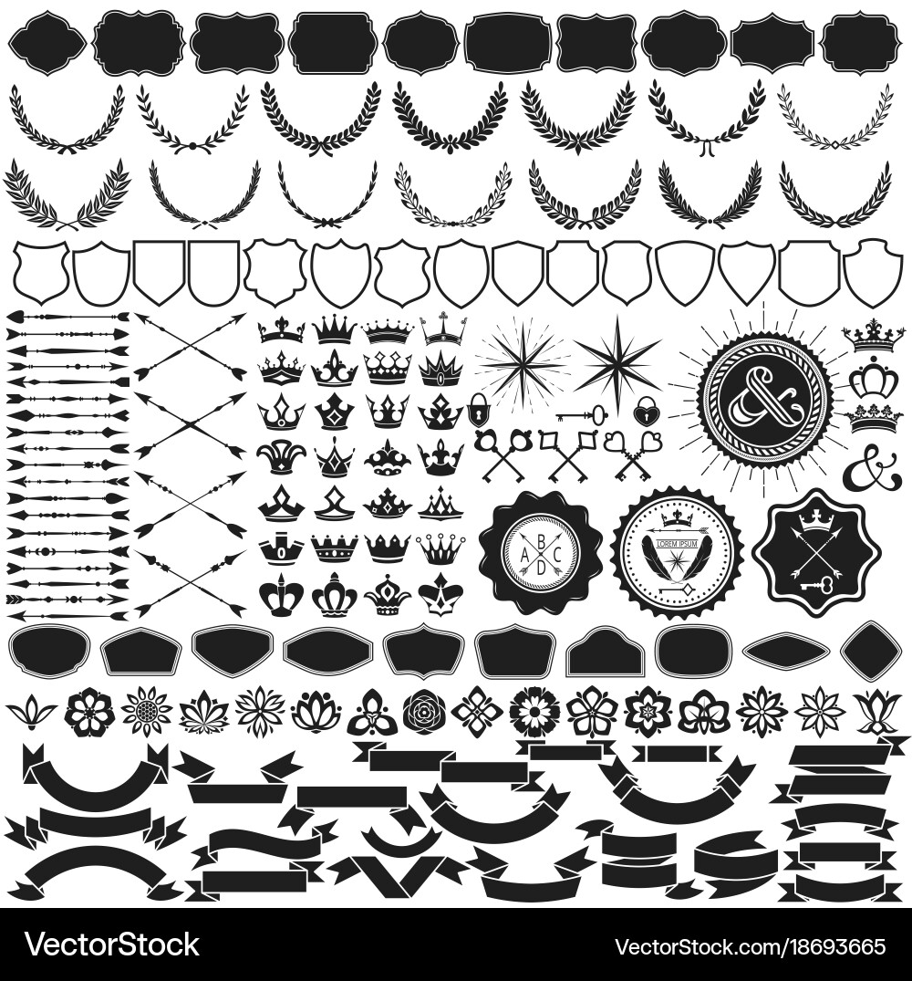 Design elements collection for crest making Vector Image