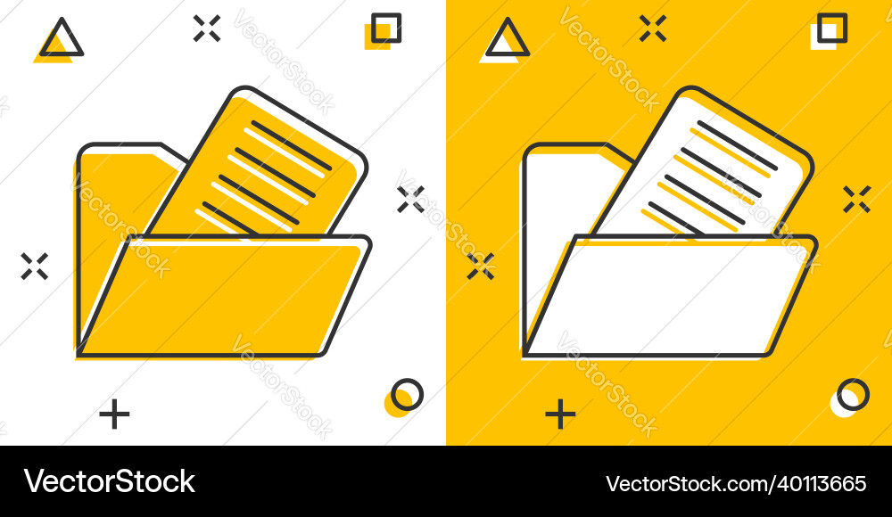 File folder icon in comic style documents archive Vector Image