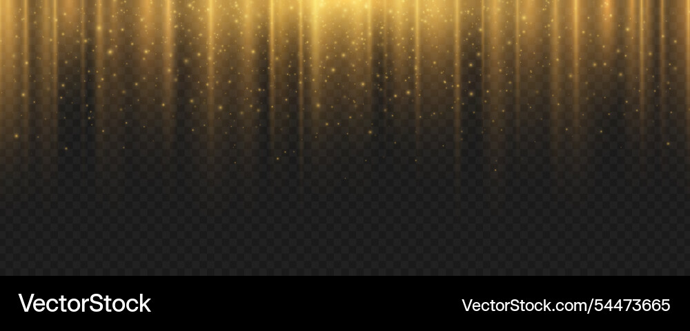 Golden rays effect with glowing particles Vector Image