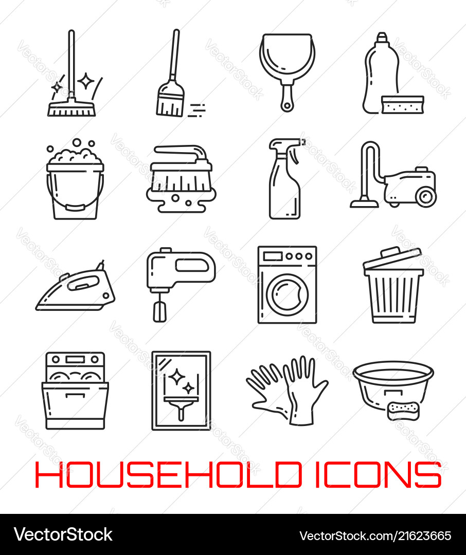Household icons thin line art Royalty Free Vector Image