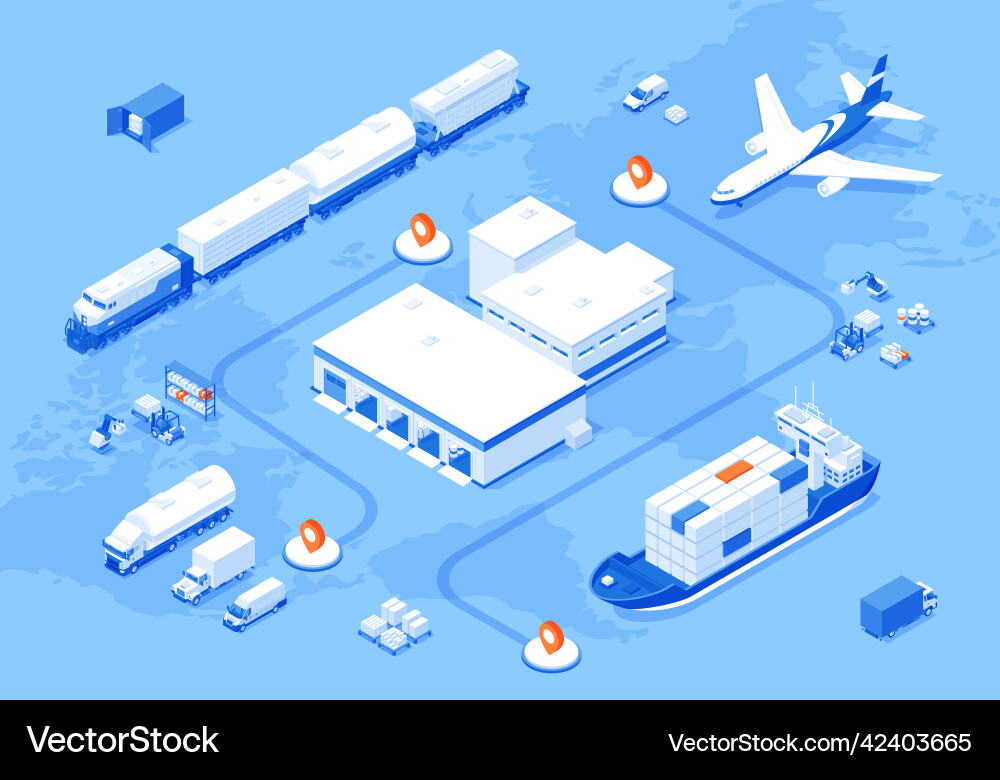 Logistic map delivery way international shipment Vector Image