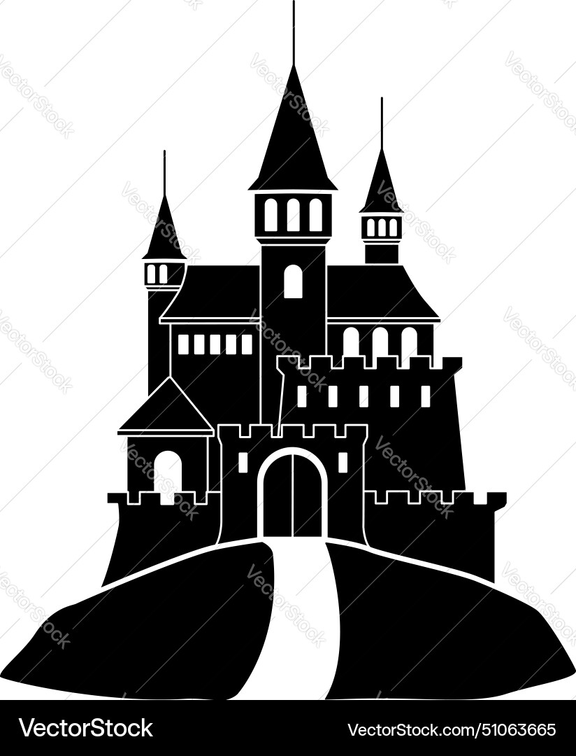 Medieval castle fortress on a hill Royalty Free Vector Image