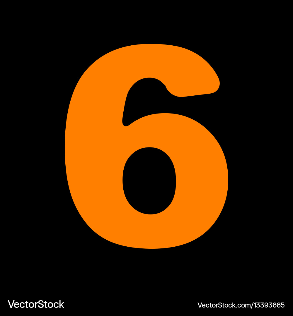 Number 6 sign design template element orange icon Vector Image