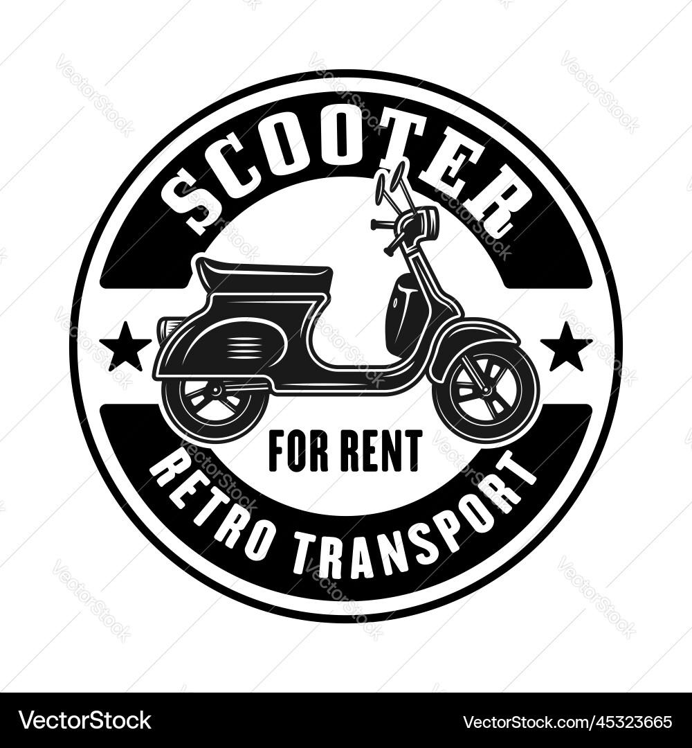 Scooter rent round emblem logo badge Royalty Free Vector
