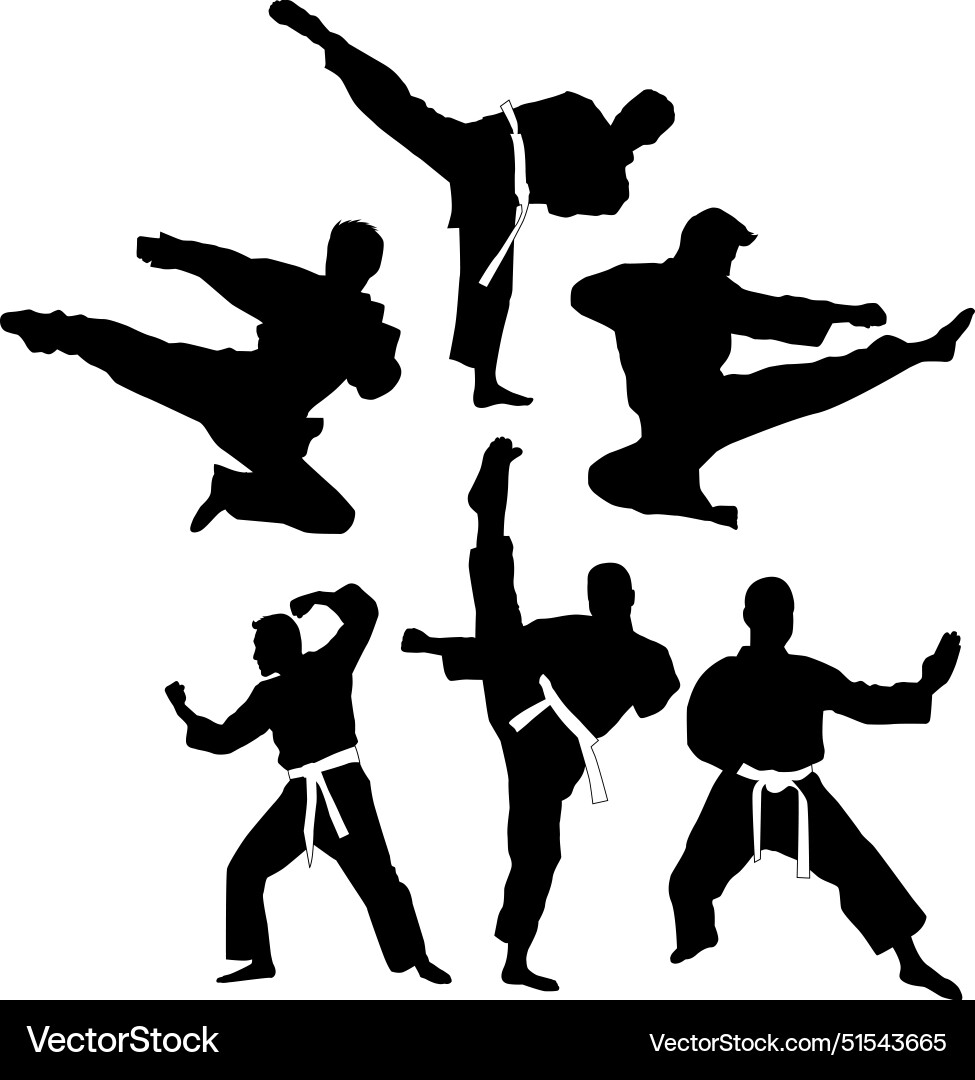 Silhouette template set karate martial arts – Free Vector | VectorStock