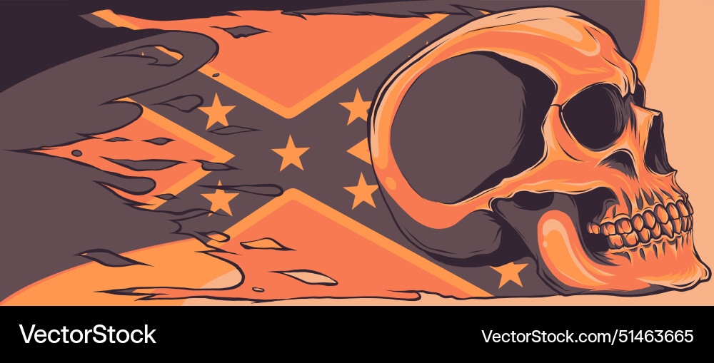 Skull with american confederate flag isolated Vector Image