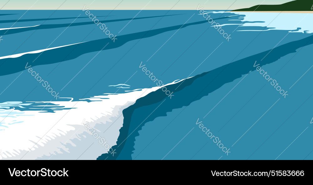 Beach background beautiful rolling waves Vector Image