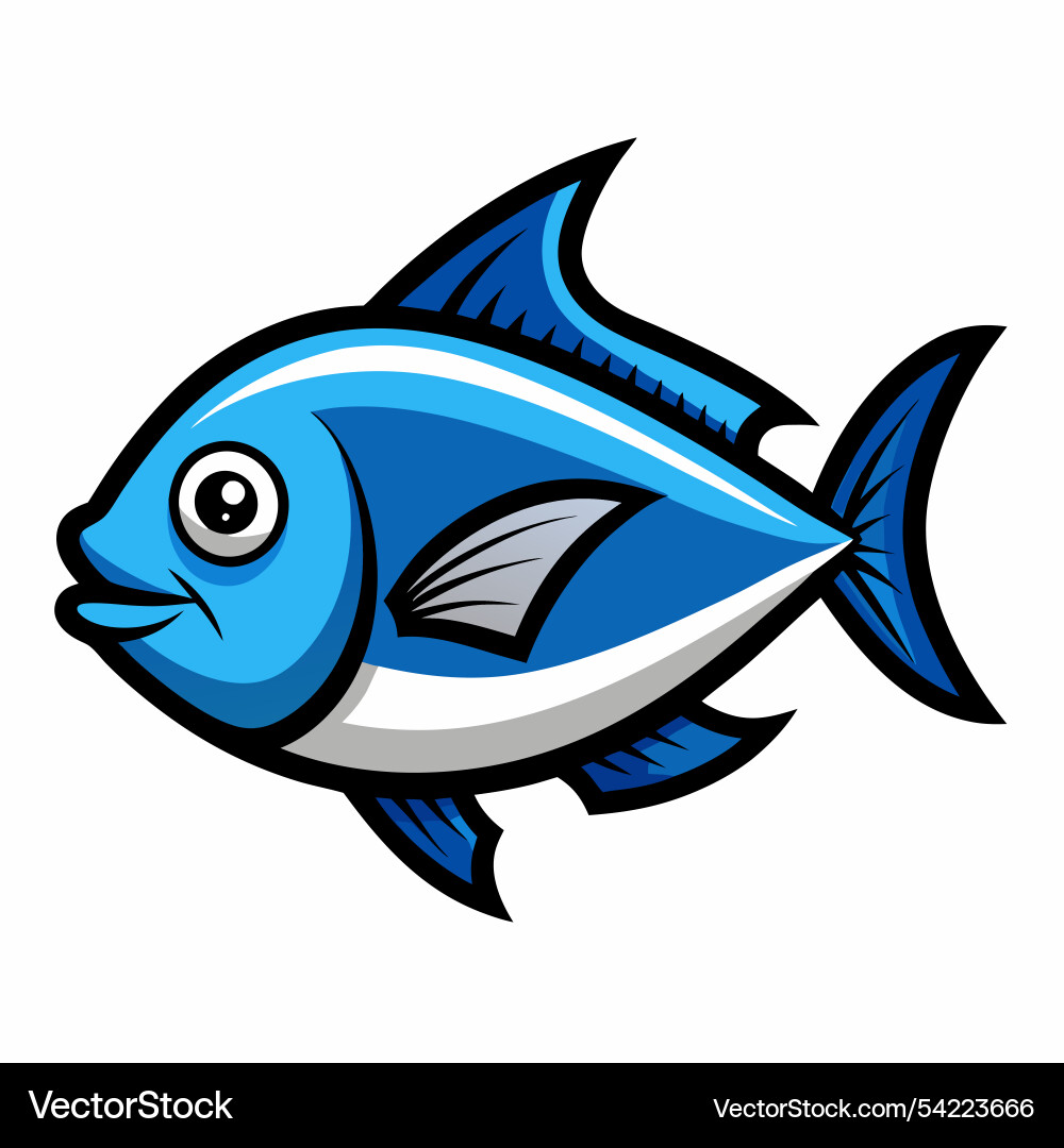 Blue trevally fish design with contour Royalty Free Vector