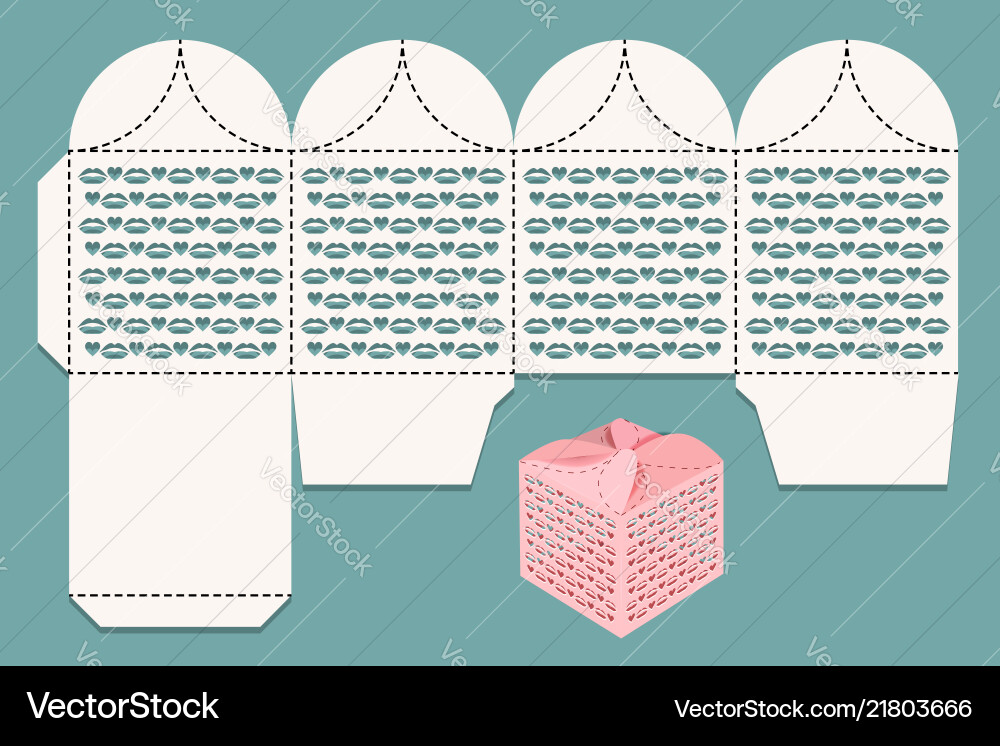 Box for gifts and greetings cutout pattern Vector Image