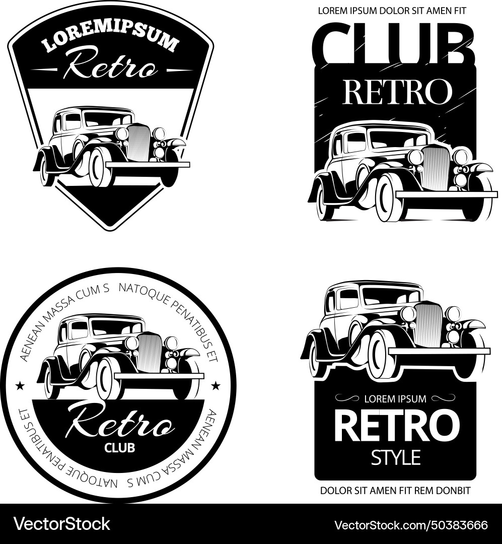 Classic muscle car labels emblems and badges set Vector Image