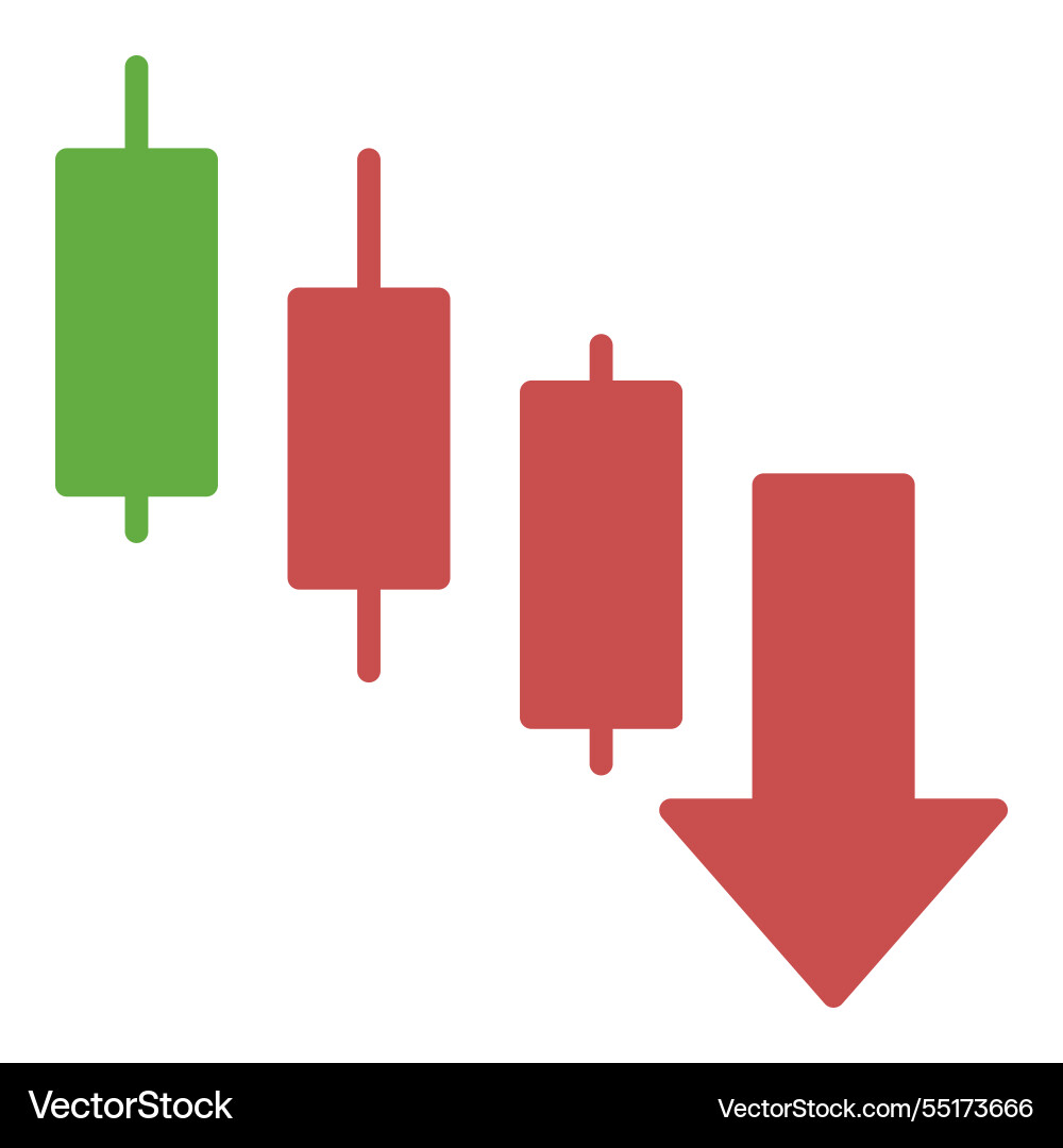 Downtrend candlestick pattern trading icon Vector Image