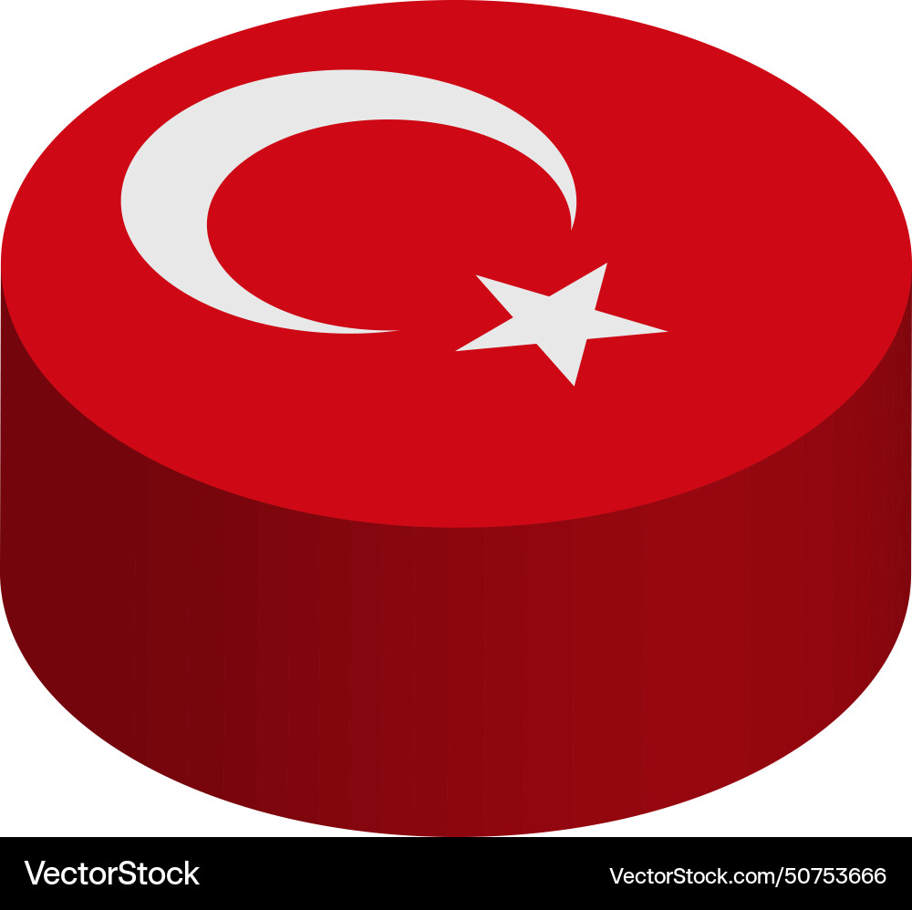 Isometric 3d circle flag of turkey Royalty Free Vector Image