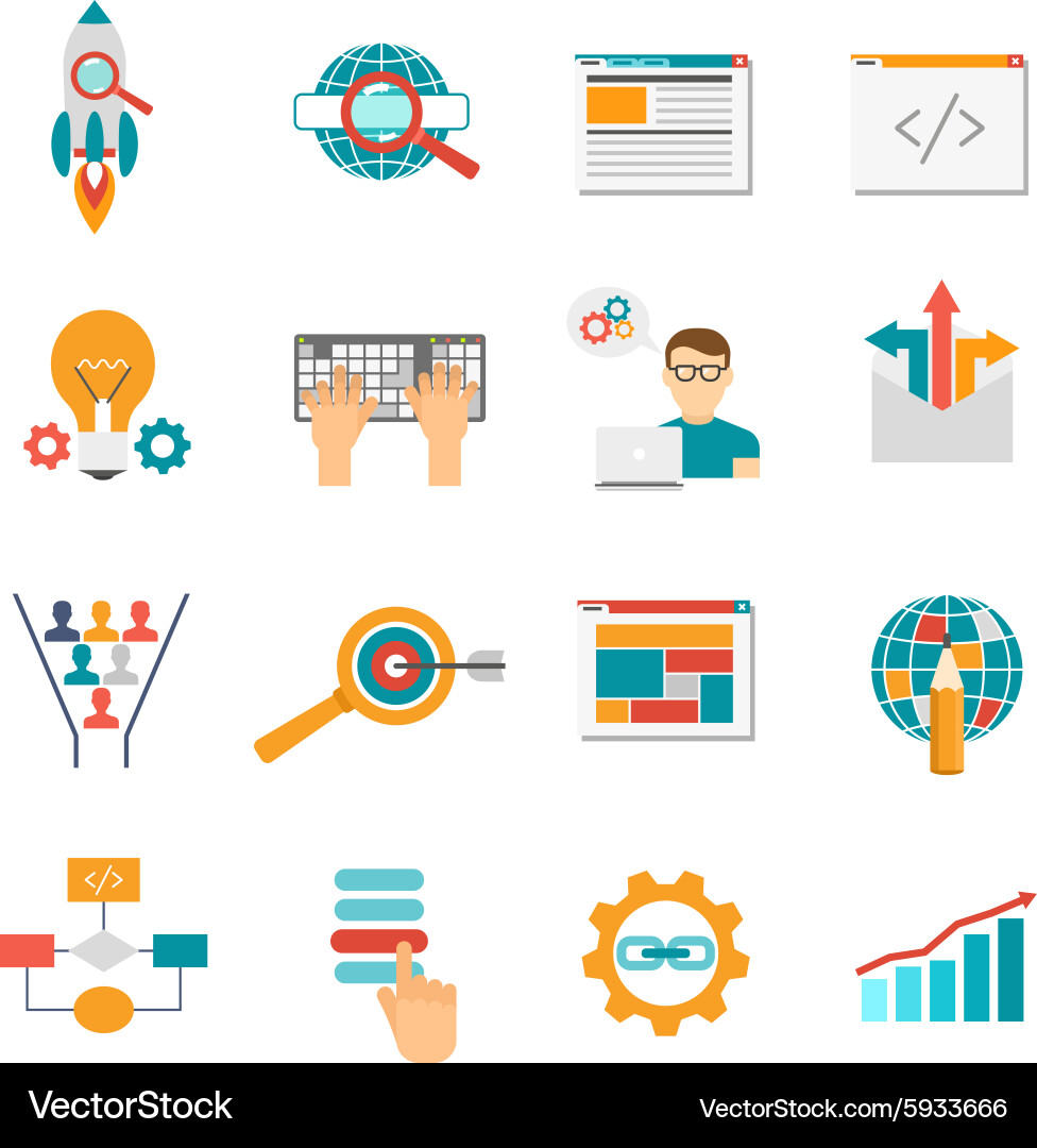 Modern Web Icons - SEO & Technology Royalty Free Vector