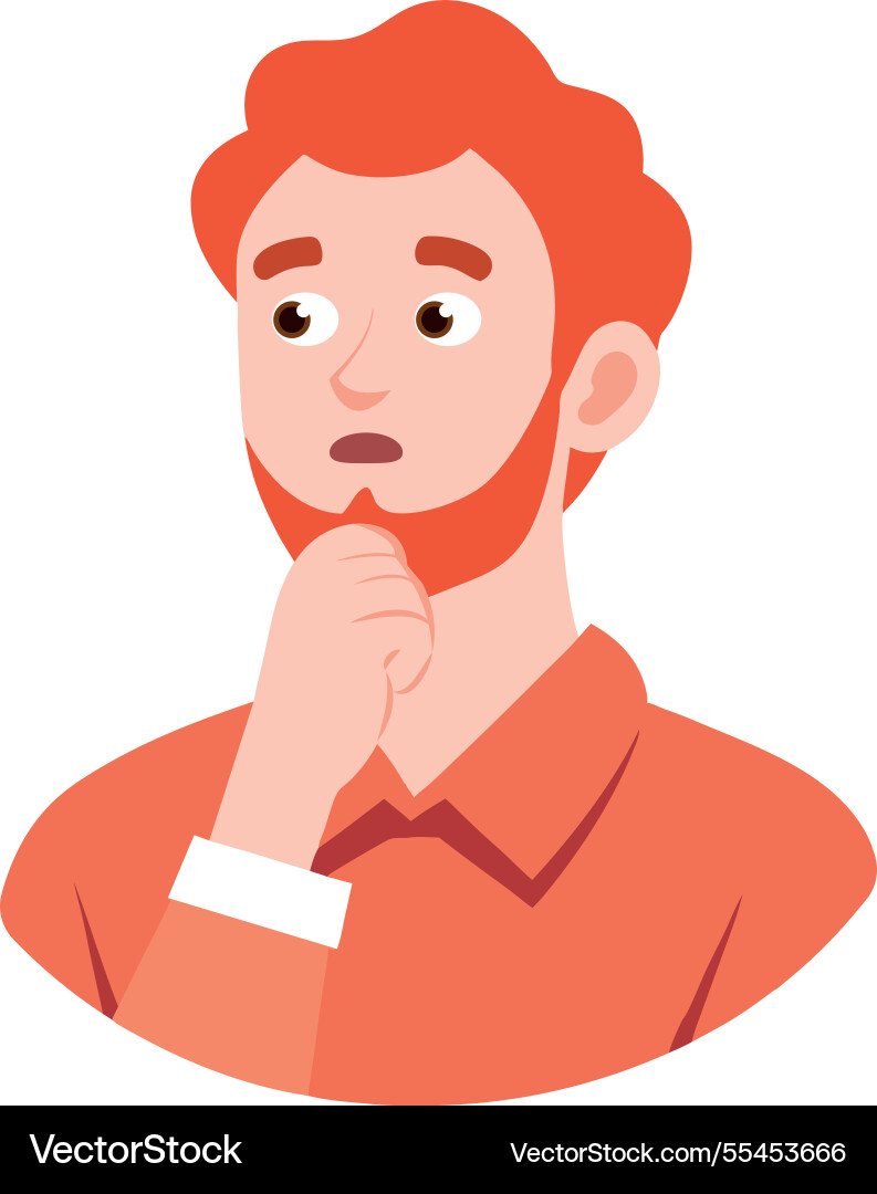 Person thinking red haired man Royalty Free Vector Image
