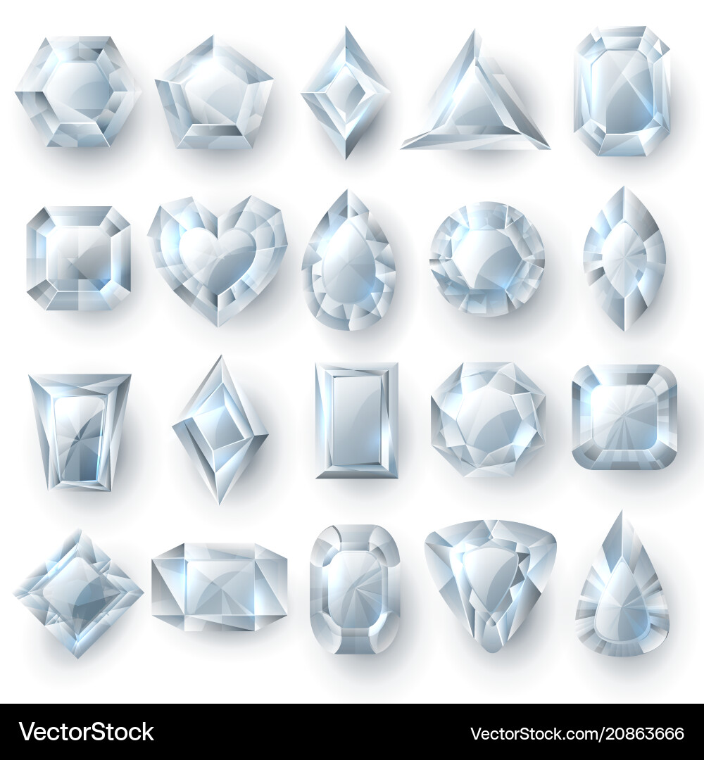 Silver Diamond Gemstone Collection Royalty Free Vector Image