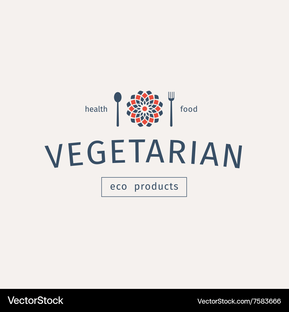 Vegetarian food emblem Royalty Free Vector Image
