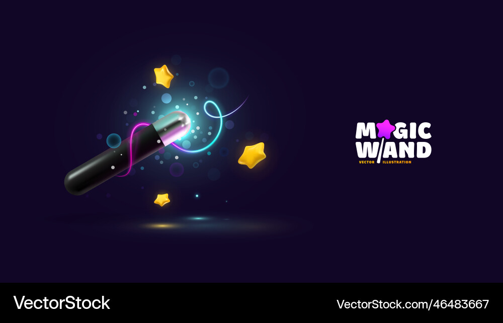 3d of magic wand with magical Royalty Free Vector Image