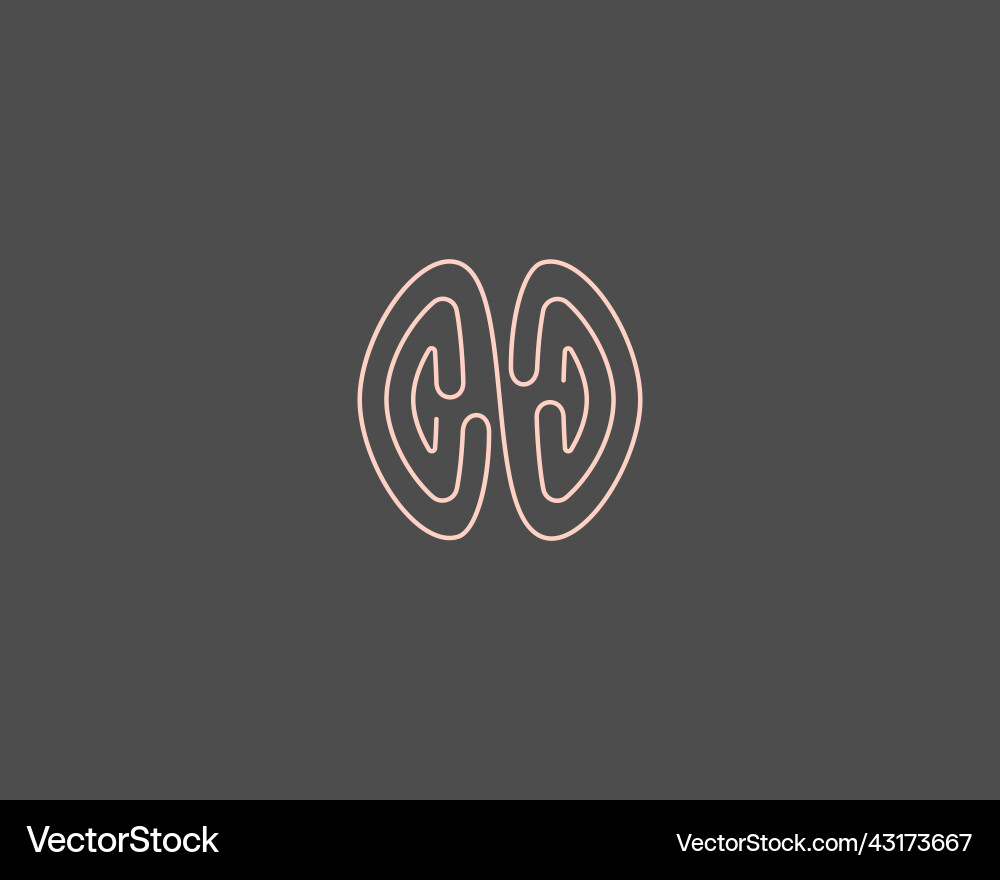Abstract line art brain logo design universal Vector Image