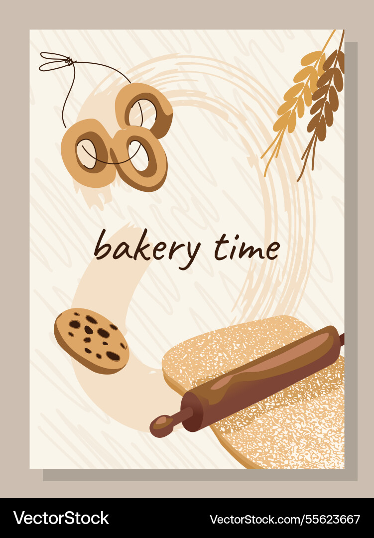 Bakery time cake cooking dough rolling sweet Vector Image