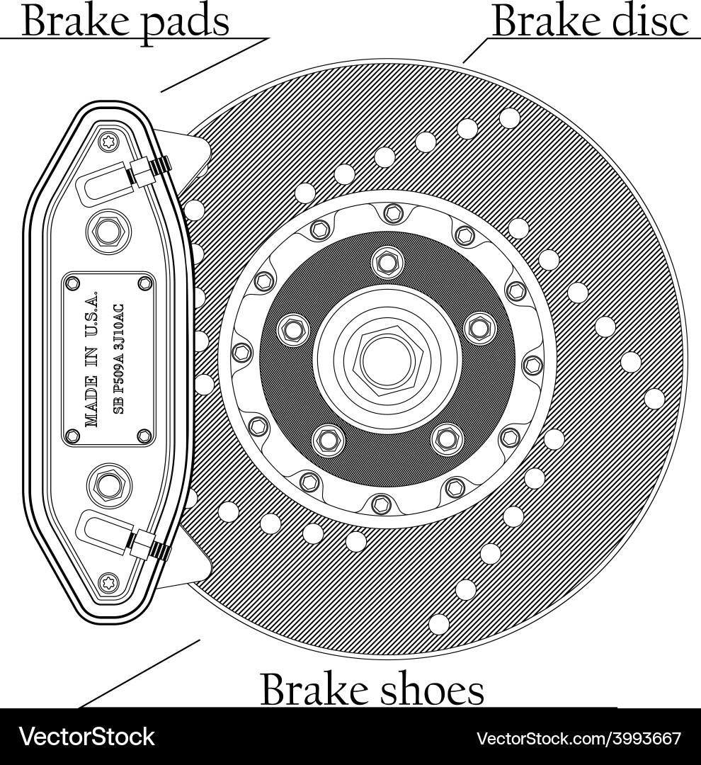 Brake disc with caliper Royalty Free Vector Image
