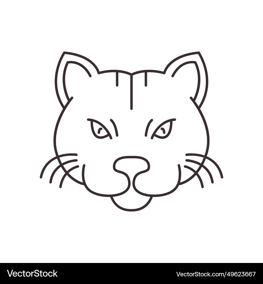 Fat cat head line logo design image Royalty Free Vector