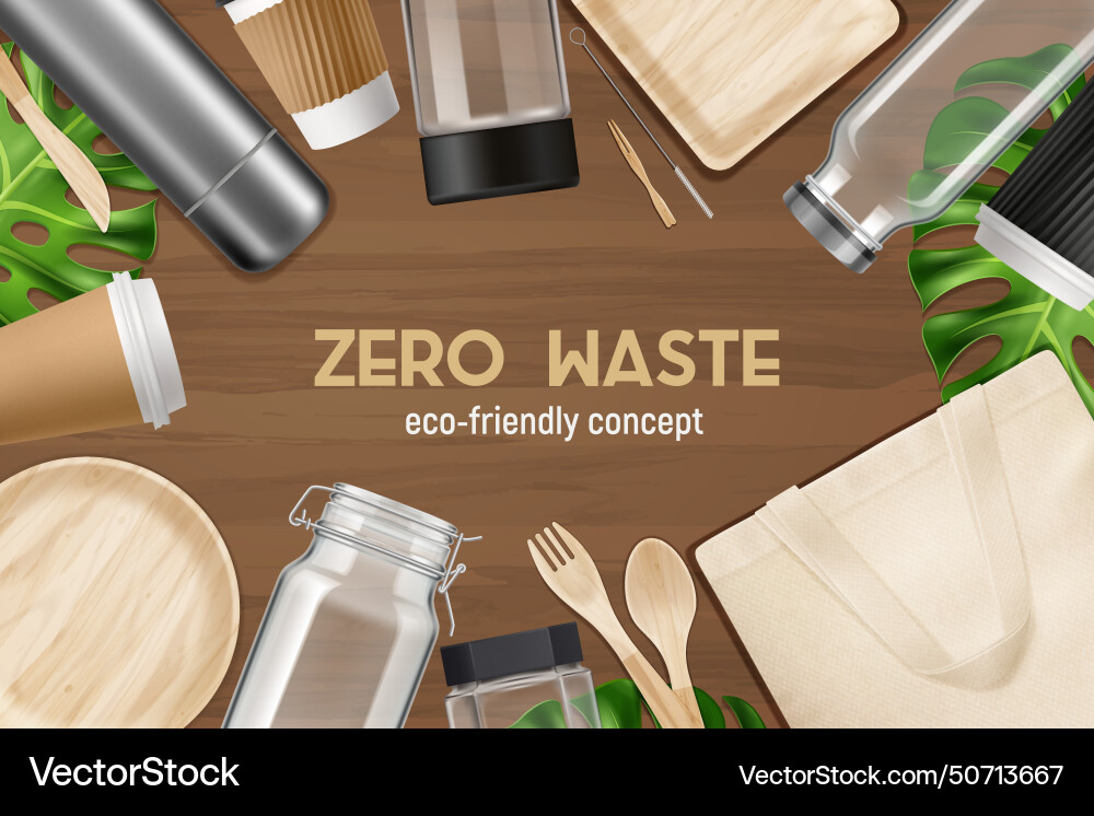 Realistic zero waste background Royalty Free Vector Image