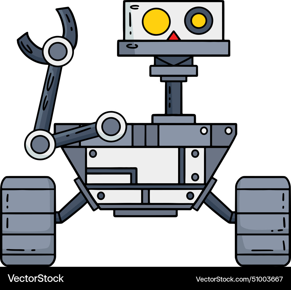 Rover robot cartoon colored clipart Royalty Free Vector