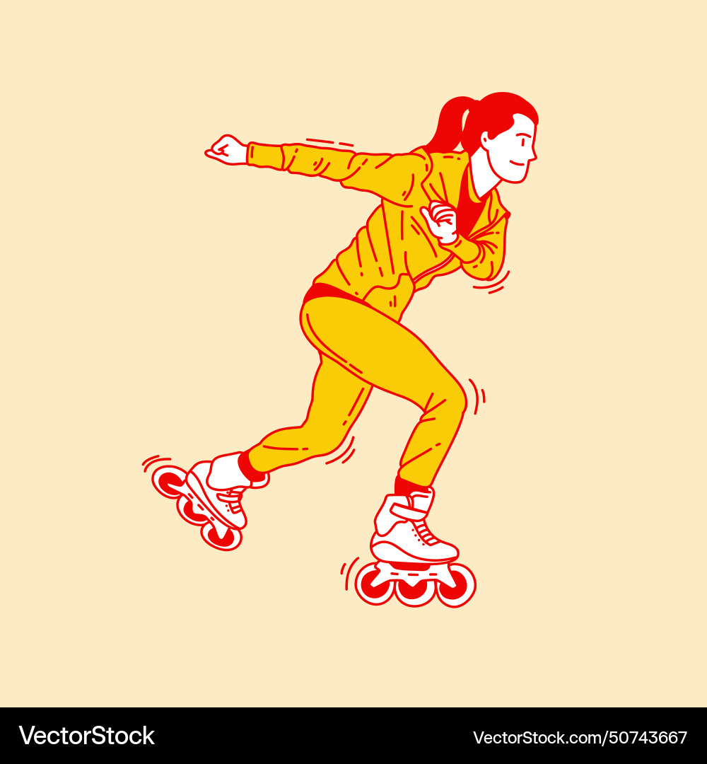 Simple cartoon of roller skating 1 Royalty Free Vector Image