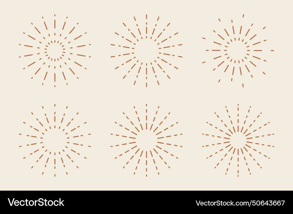 Sunburst rays set geometric sun decorative Vector Image