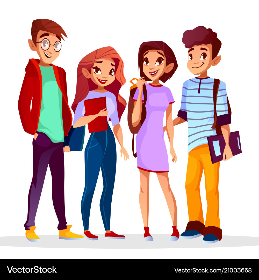 Cheerful College Students Royalty Free Vector Image