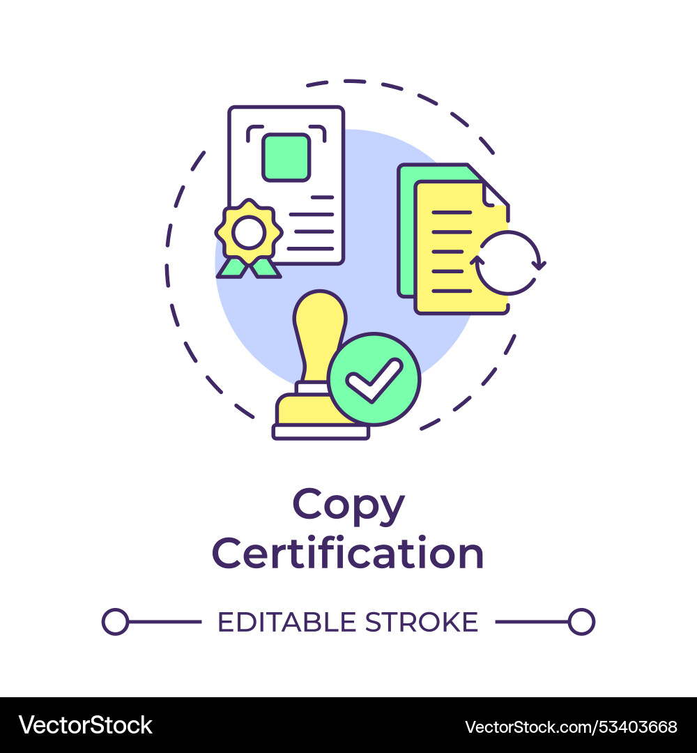 Copy certification multi color concept icon Vector Image