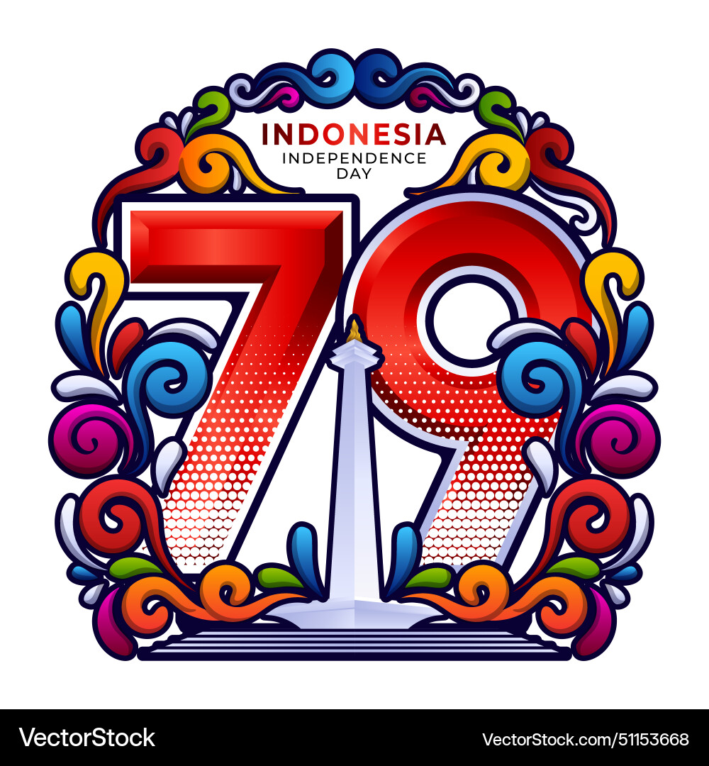 Dirgahayu indonesia ke 79 logo Royalty Free Vector Image
