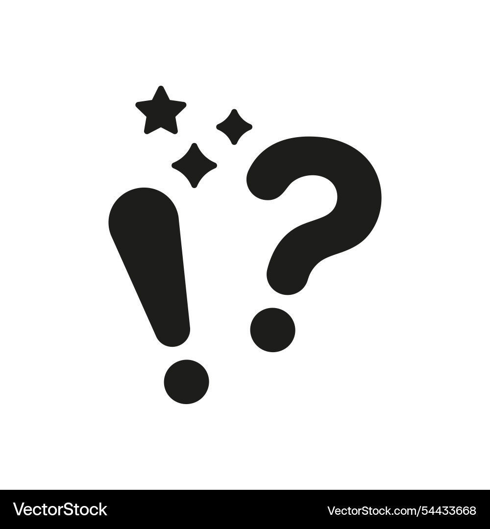 Exclamation and question mark with stars Vector Image