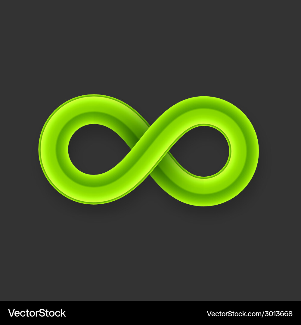 Green infinity symbol icon from glossy wire Vector Image