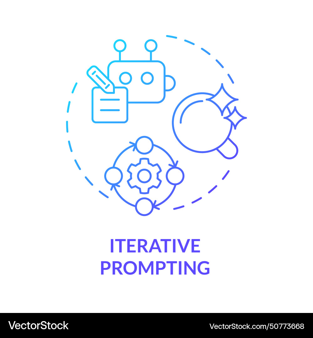 Iterative prompting blue gradient concept icon Vector Image Iterative prompting blue gradient concept icon Vector Image