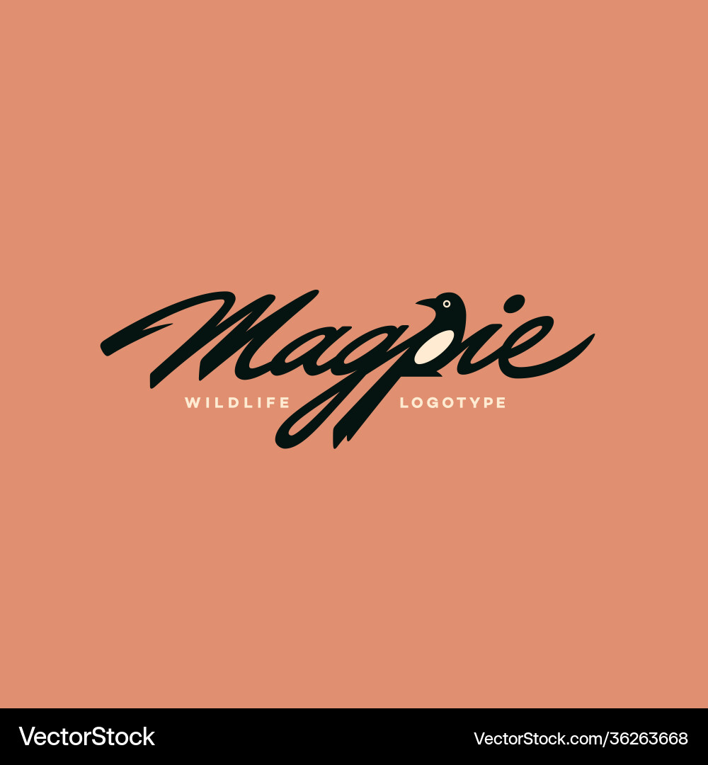 Magpie lettering logo Royalty Free Vector Image