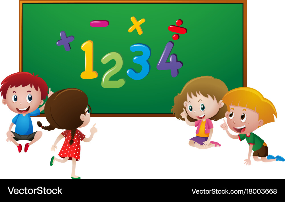 Numbers and kids at school Royalty Free Vector Image