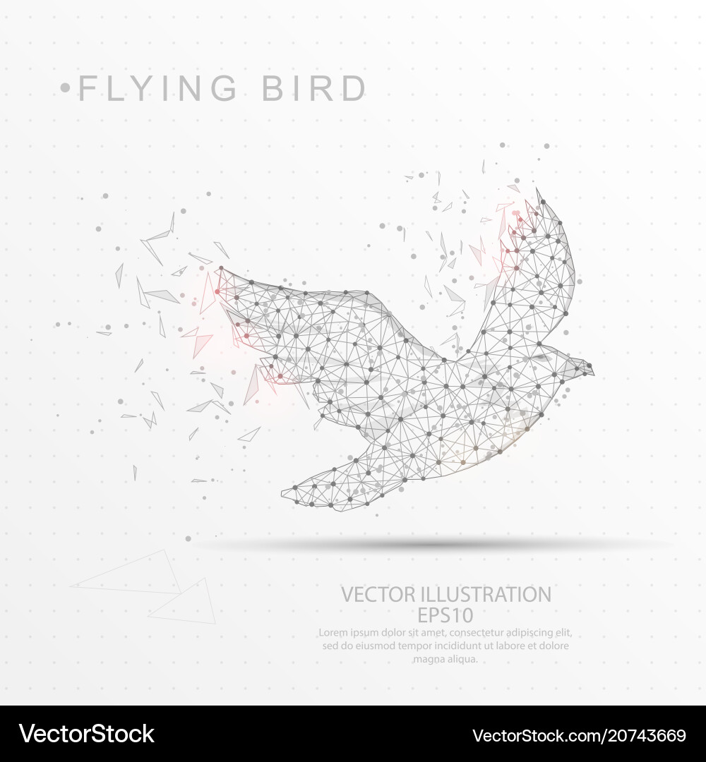 Bird shape digitally drawn low poly wire frame Vector Image