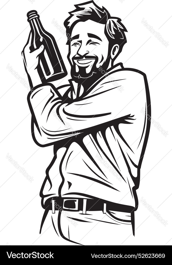 Booze bliss drunken man graphics in ecstatic Vector Image