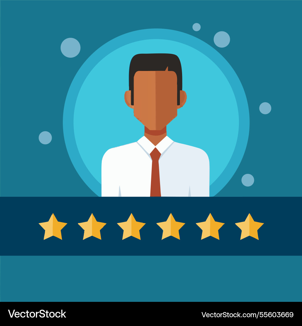 Customer testimonial with review stars Royalty Free Vector