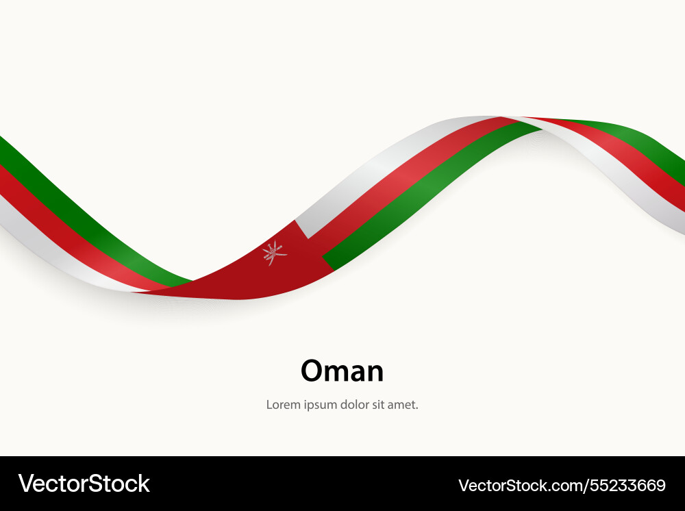Oman flag on waving ribbon Royalty Free Vector Image