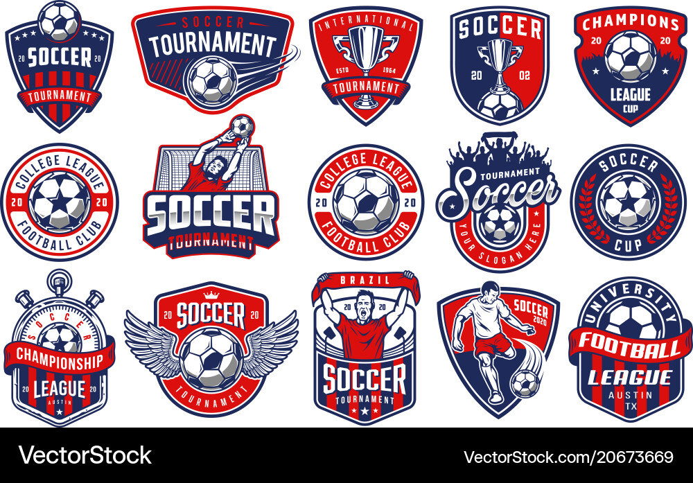 Set of soccer emblems Royalty Free Vector Image