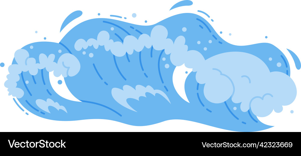 Wave water splash with foam and curve droplet Vector Image