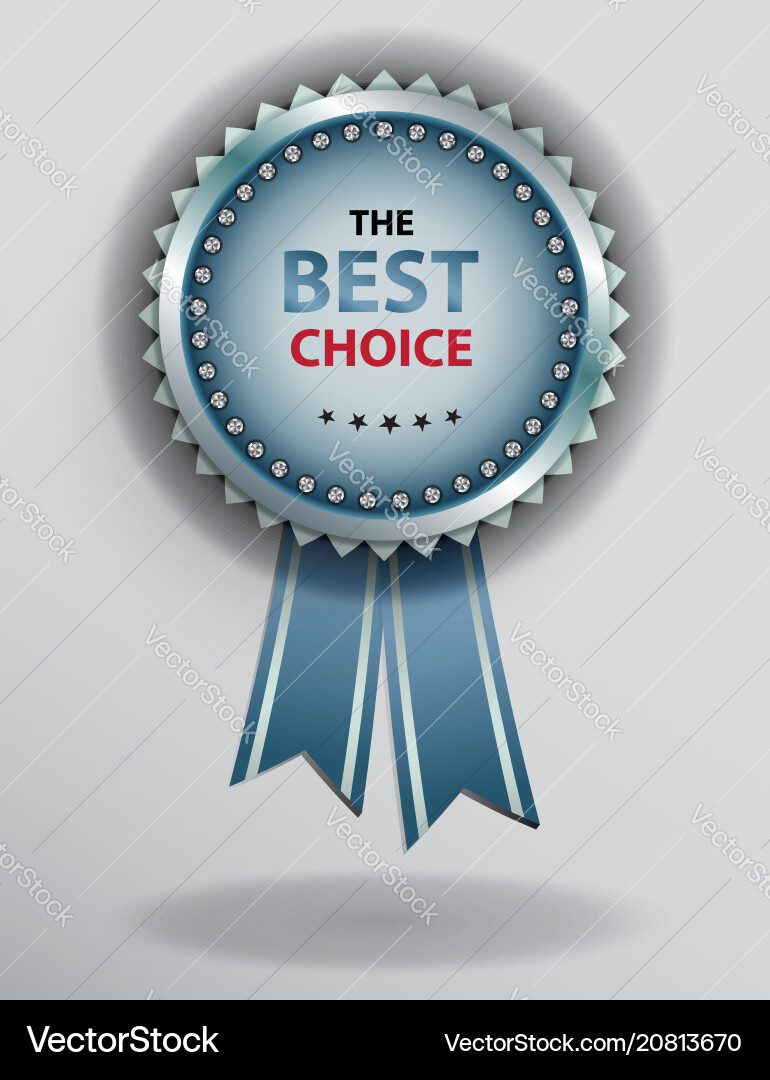 Blue Circle Award with Ribbons Royalty Free Vector Image
