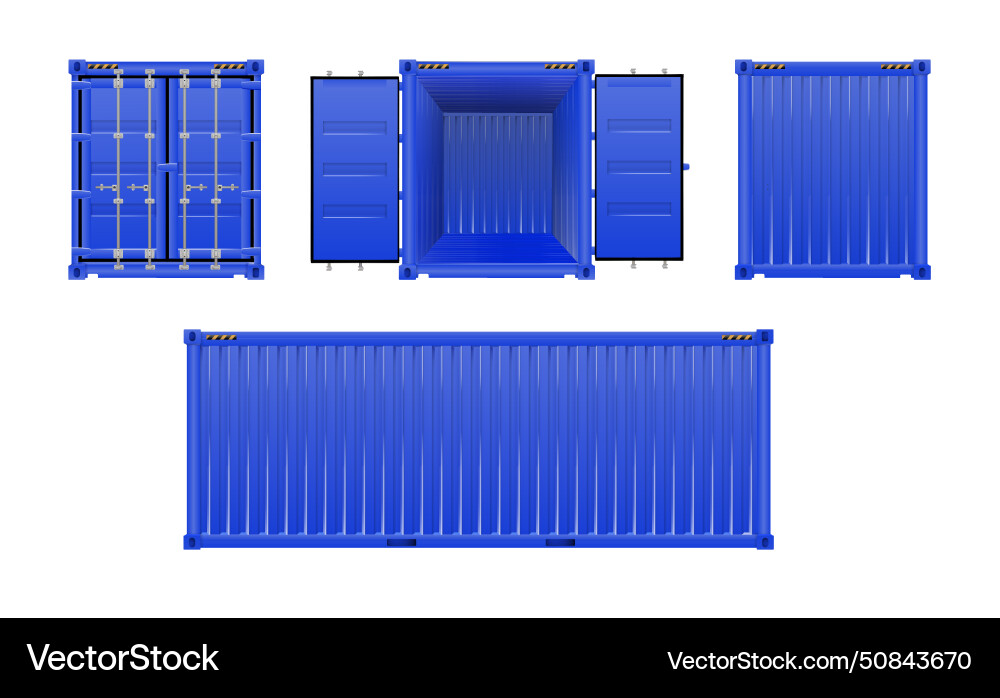 Blue shipping cargo container twenty and forty Vector Image