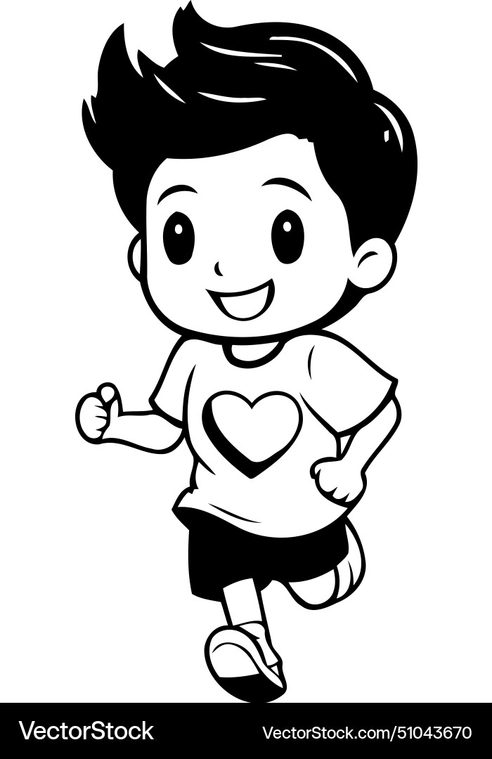 Cute boy holding red heart on white background Vector Image