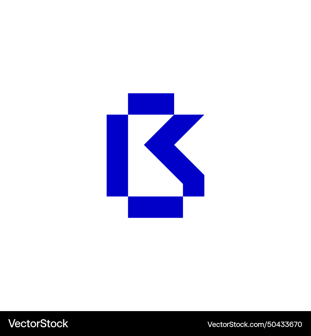Letter bk pixels line simple geometric logo Vector Image