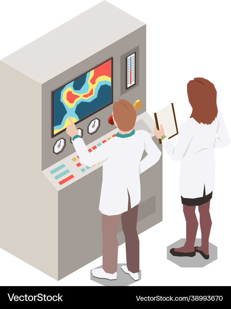 Meteorology station workers composition Royalty Free Vector