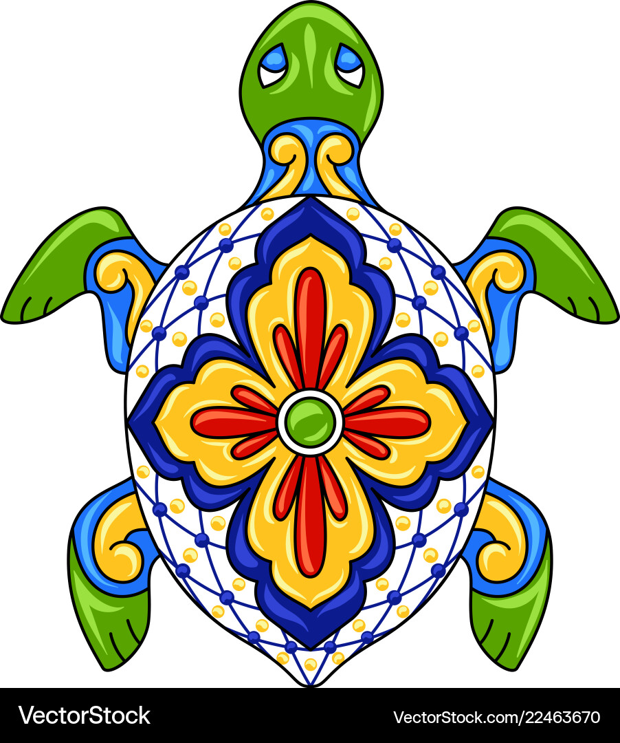Mexican ornamental turtle Royalty Free Vector Image